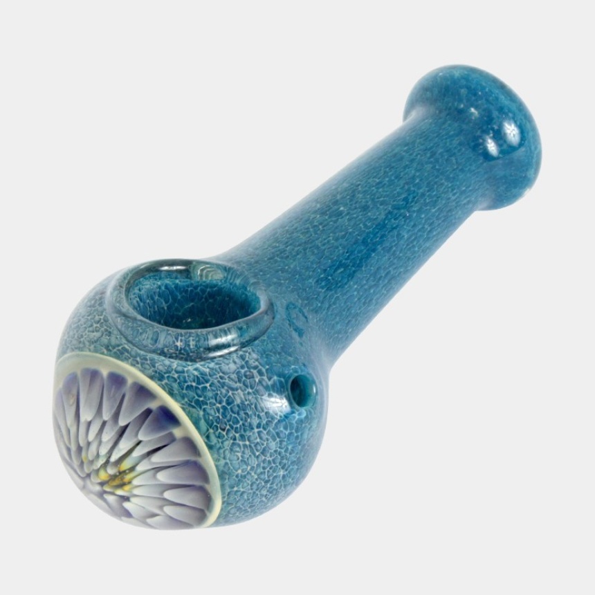 Blue Lotus Glass Pipe - 12 cm - Ethos Herbals